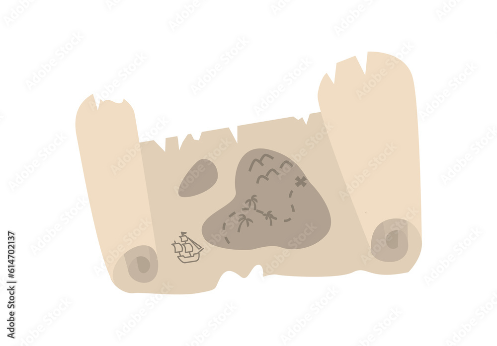 Vetor de Pirate treasure map flat style, vector illustration isolated ...