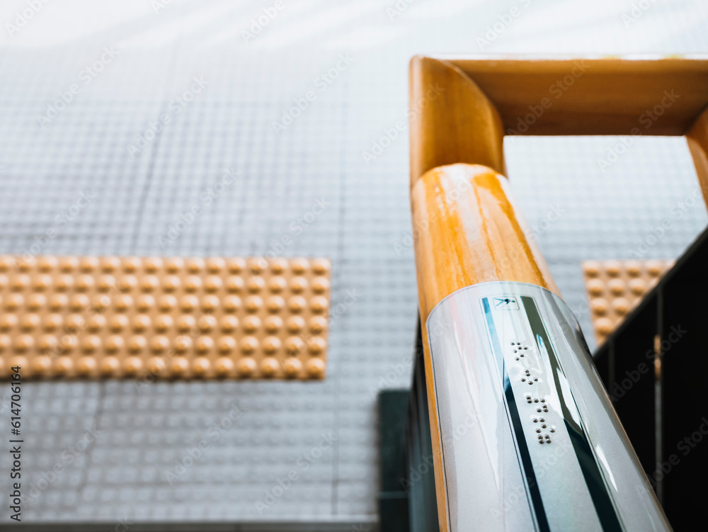 Poster Stair Handrail with Braille text and Staircase Tactile pathway ...