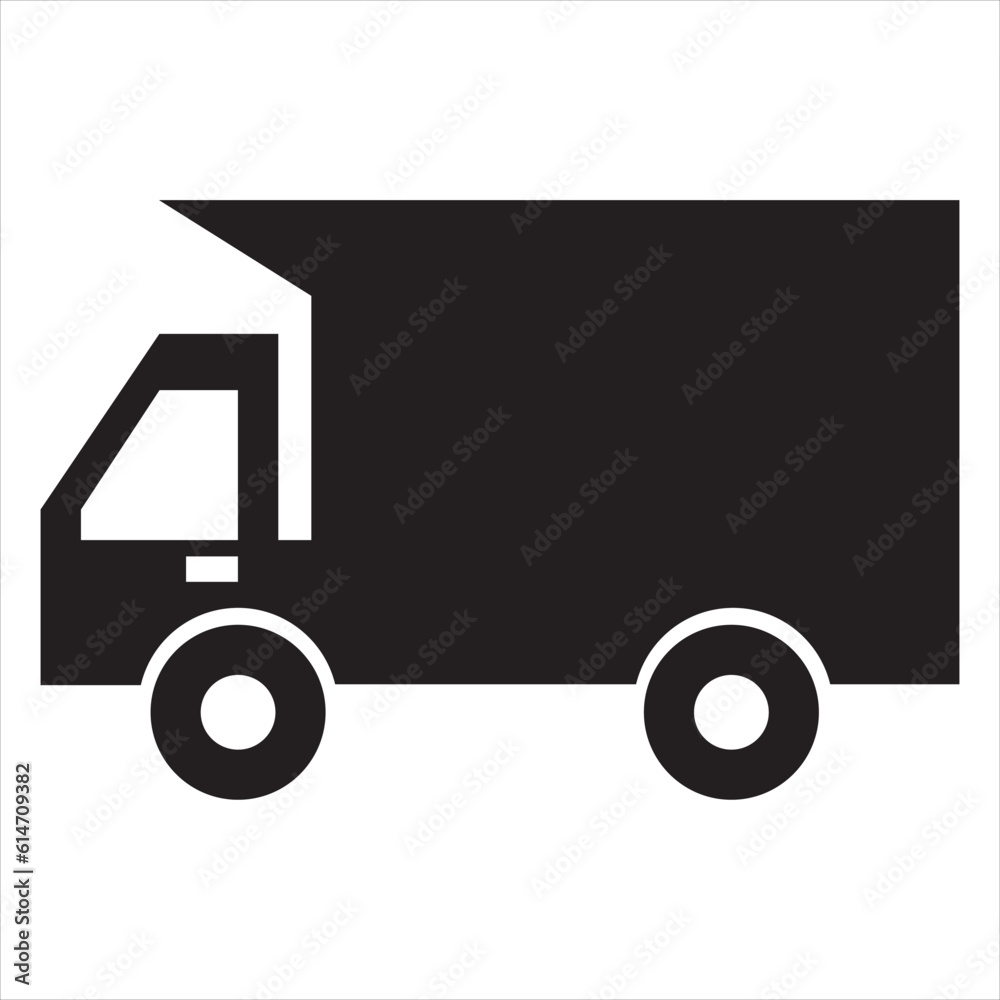 Black Cargo Truck Icon, Dark-colored Box Truck Icon, Black Delivery ...