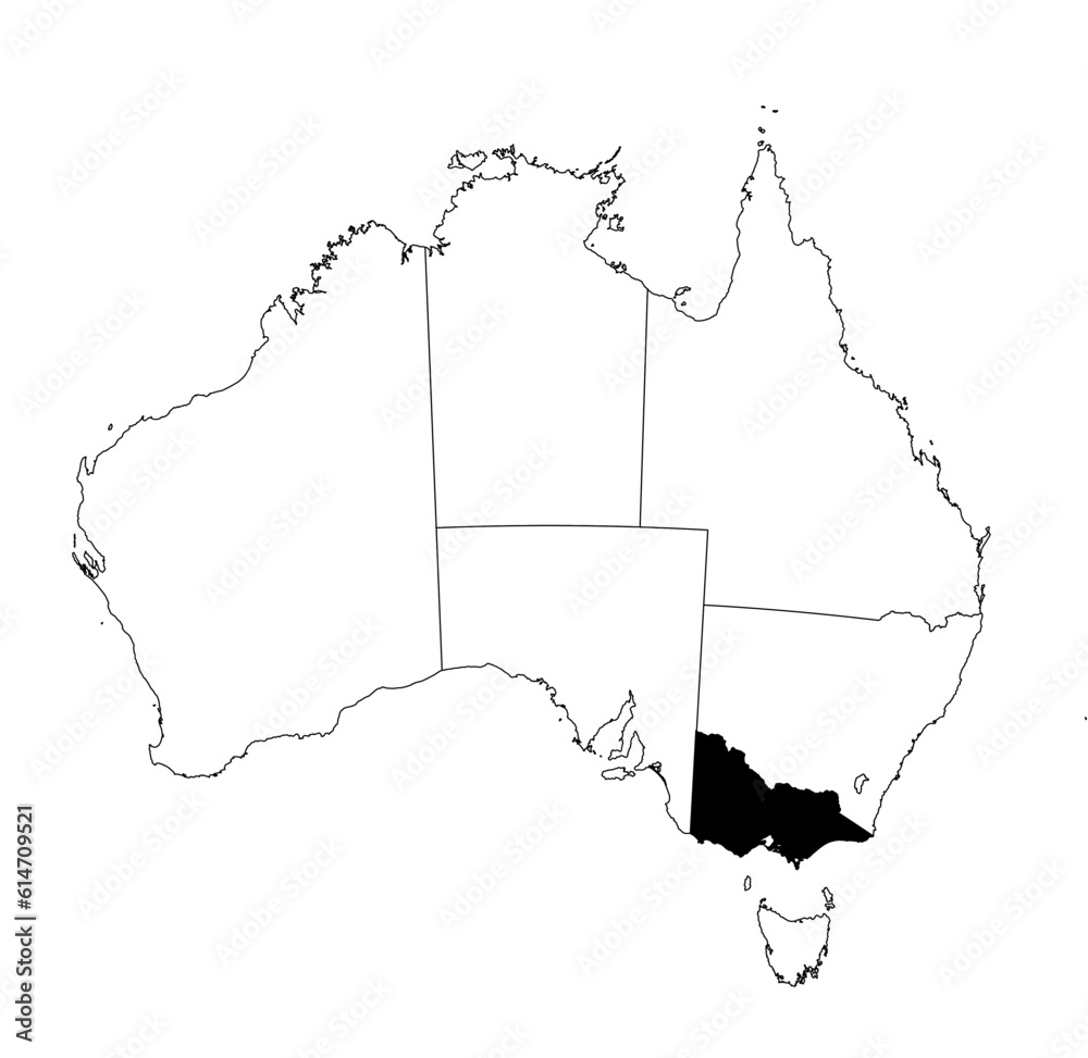 Vector map of the state of Victoria highlighted highlighted in black on ...