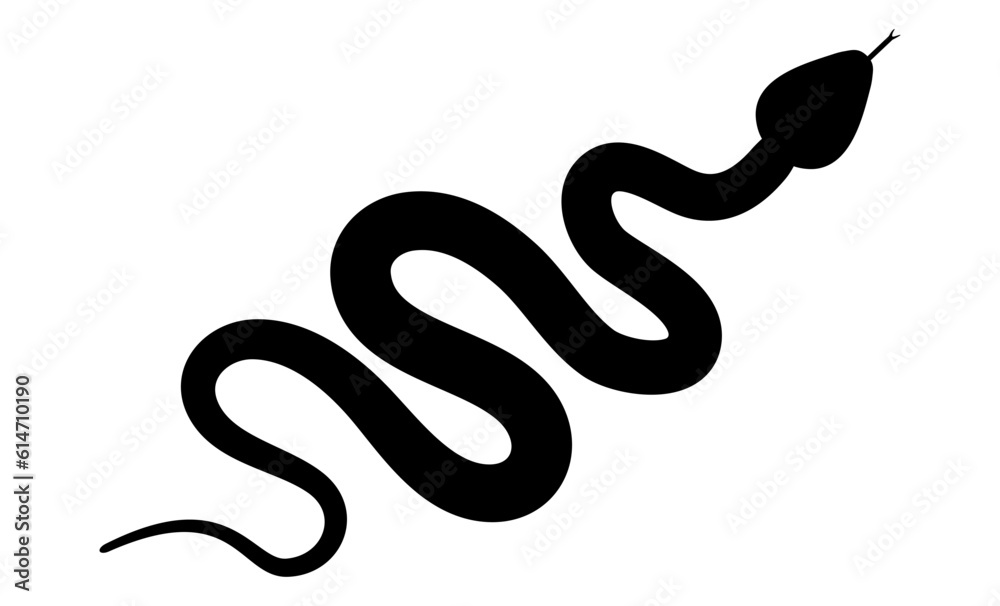 Snake silhouette. Serpent animal. Vector illustration isolated on white ...