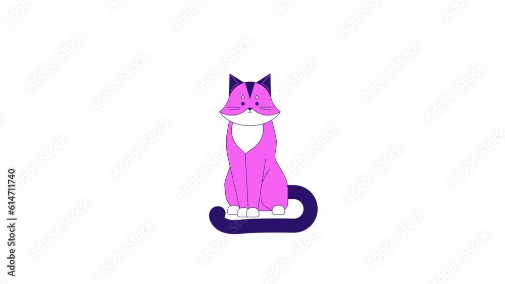Funky cat wagging tail animation. Animated isolated 2D cute kawaii pet ...