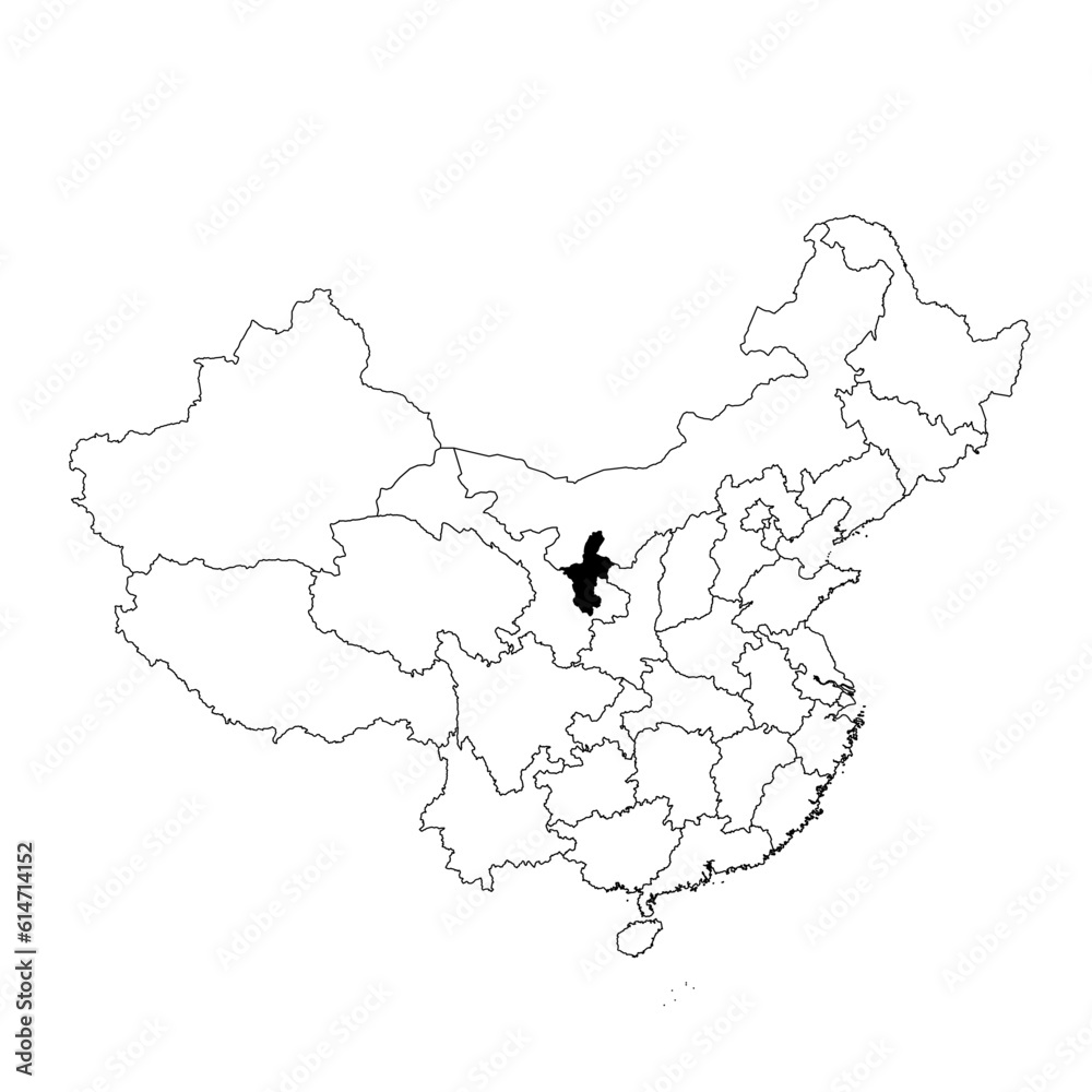 Vector map of the province of Ningxia highlighted highlighted in black ...