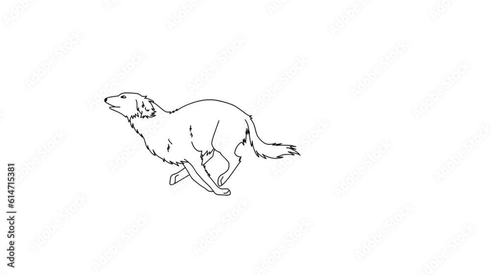 2d Hand Drawn Animation. Running Dog Animal, Cartoon Character Isolated ...
