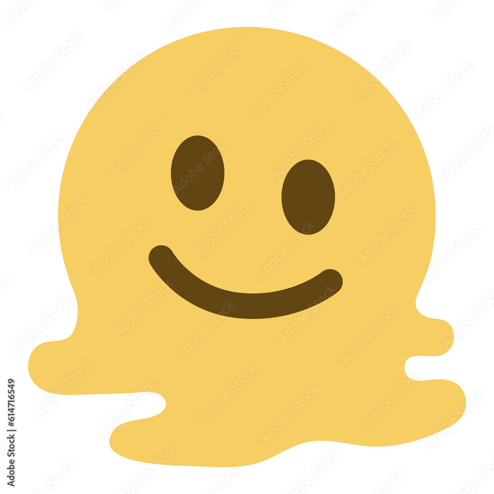 Melting Face emoji vector icon. A yellow smiley face melting into a ...