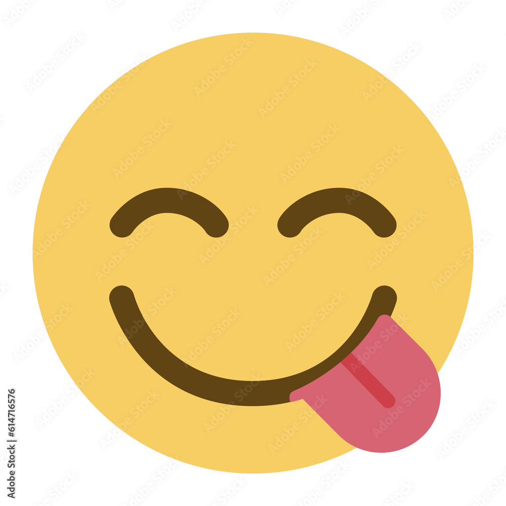 Face Savoring Food vector emoji icon. A yellow face with smiling eyes ...