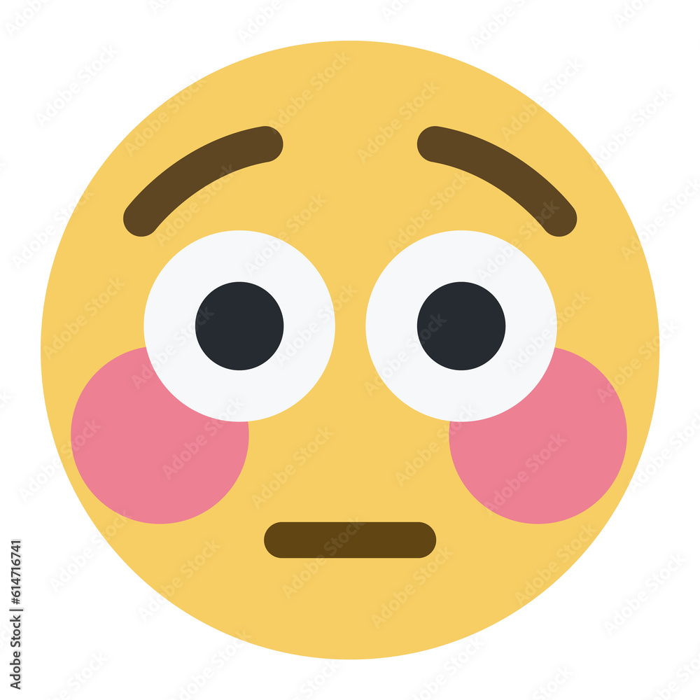 Top quality emoticon. Flushed emoji looks away. Embarrassed emoticon ...