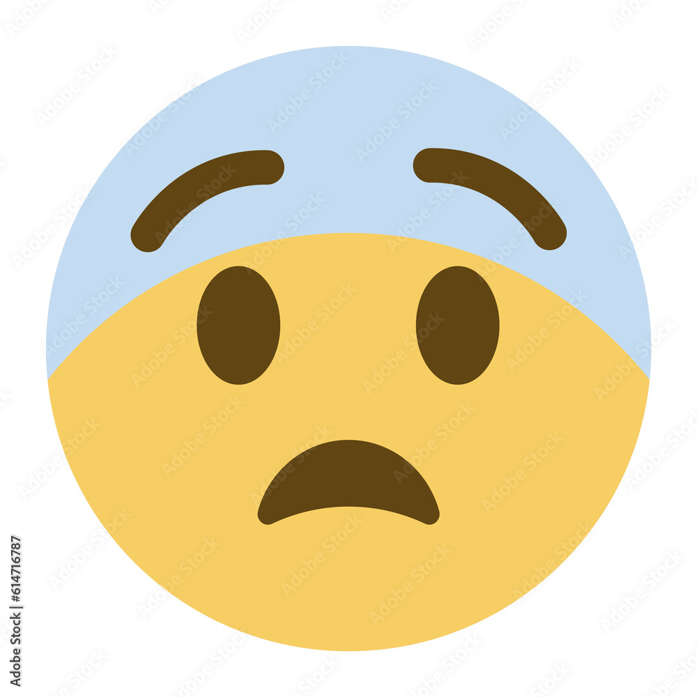 Screaming in fear emoji. Horror and fright emoticon. Face with blue ...