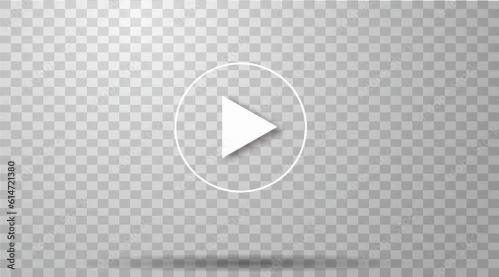 Transparent video player button icon with transparent background in ...