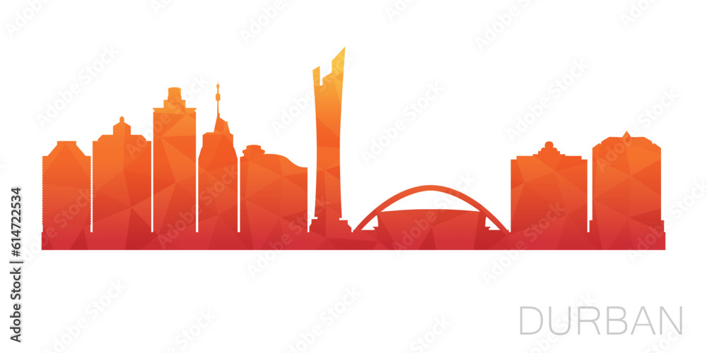 Durban, South Africa Low Poly Skyline Clip Art City Design. Geometric ...