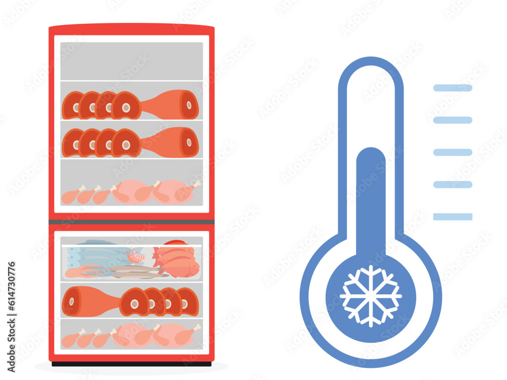 Frozen Meat Storage Locker, Frozen Temperatures and Frozen Meat with ...