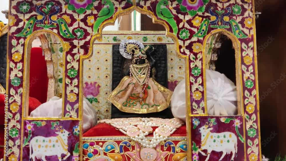 well dressed Lord Shreenathji close up zooming. God with shrungar is ...