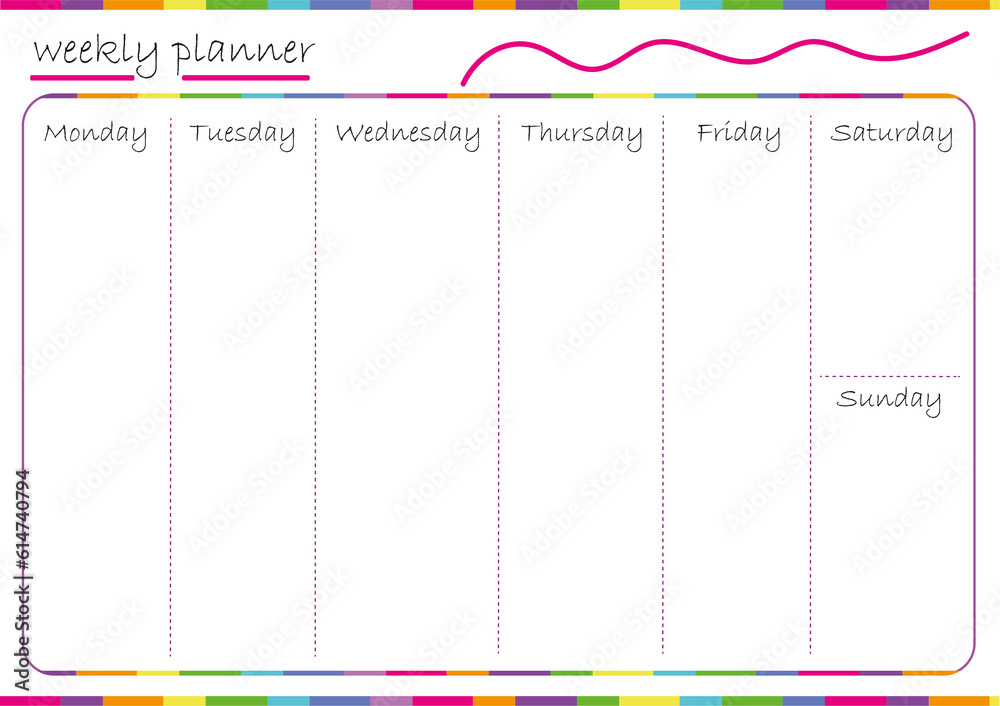 Weekly Planner multicolored Transparent background, weekly organizer ...