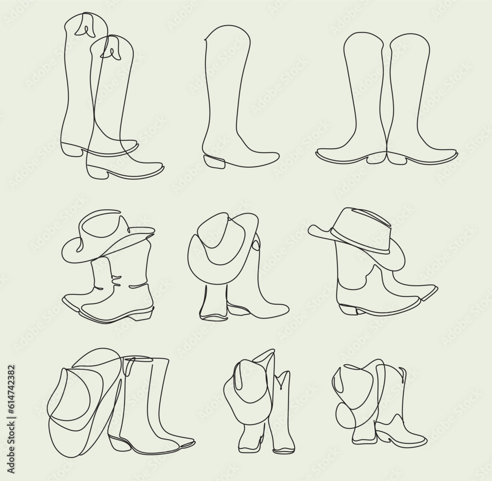 Cowboy Boots line art minimalist western female logo. Vector hand drawn ...