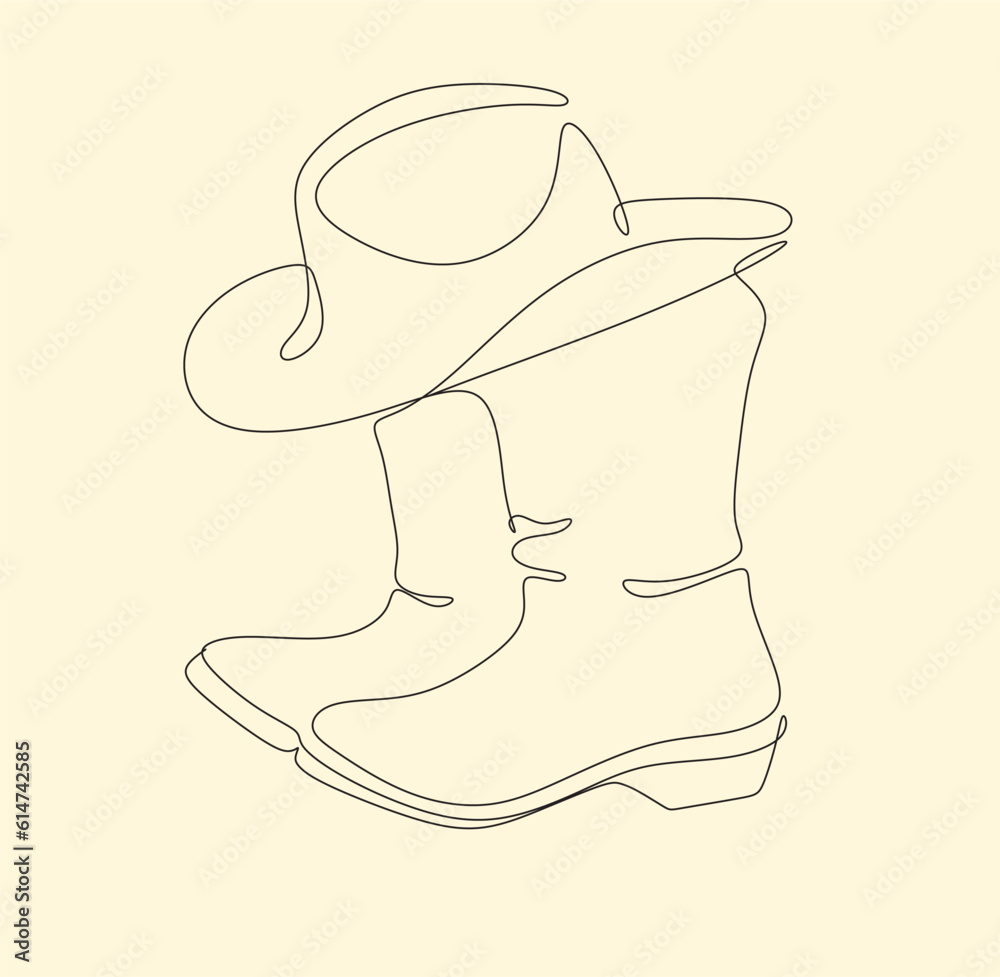 Cowboy Boots line art minimalist western female logo. Vector hand drawn ...