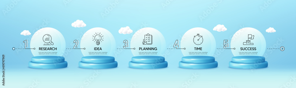 Timeline workflow 3d podium infographics. Infographic template with ...