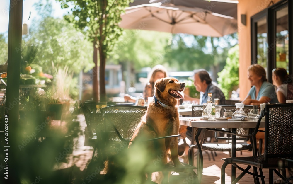 Dog sitting in a pet-friendly cafe created with Generative AI ...