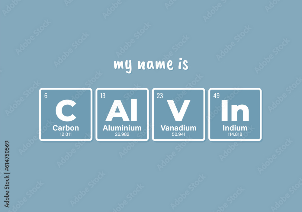 Vector inscription name CALVIN composed of individual elements of the ...