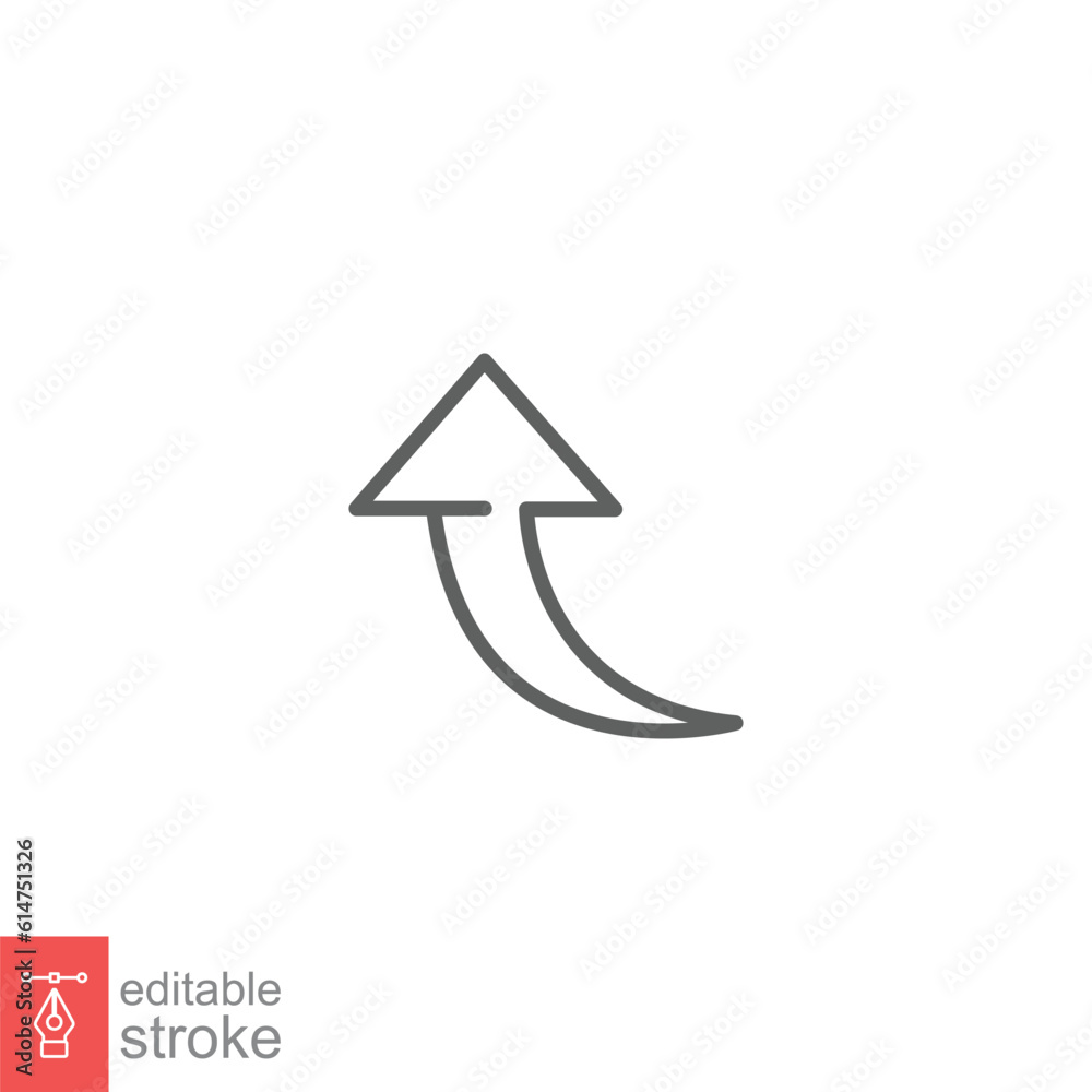 Curve arrow upward icon. Simple outline style. Up arrow, curvy ...