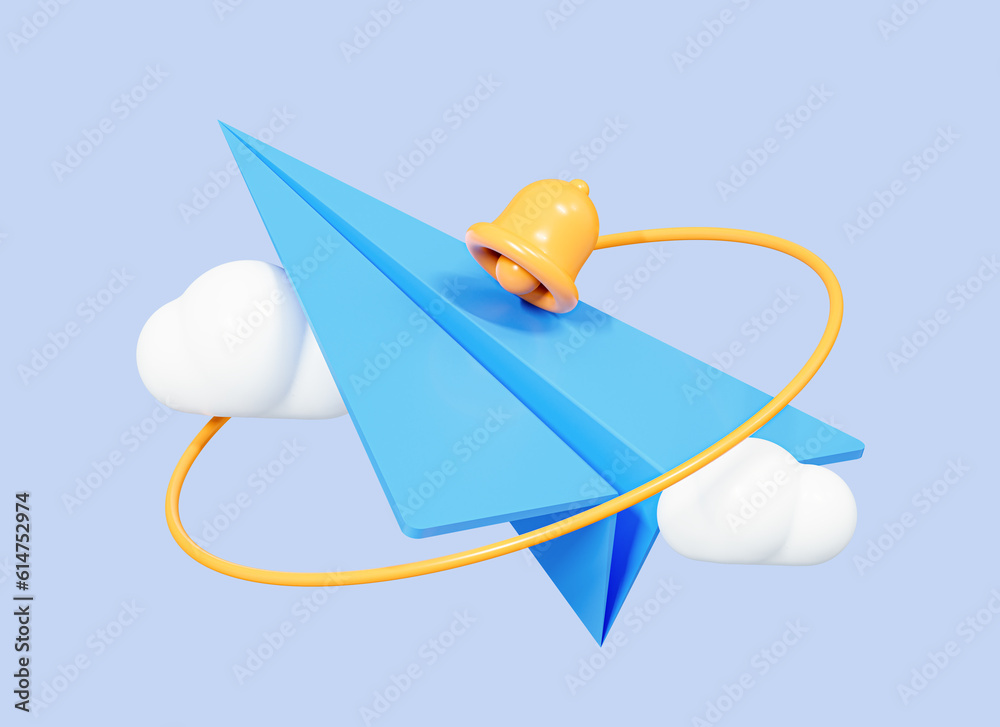 3D Paper Airplane cartoon icon. Origami paper plane. Banner template ...