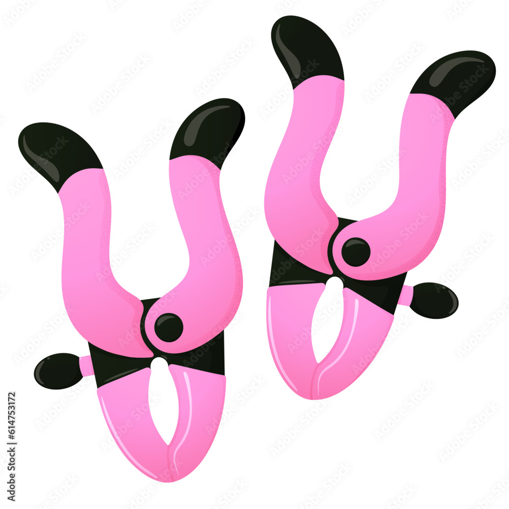Cute Pink Nipple Clamp Accessories For Bdsm Flat Cartoon Style