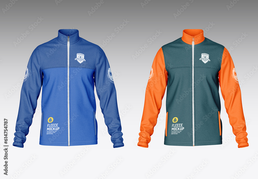 Men's Fleece Jacket Mockup Stock Template | Adobe Stock