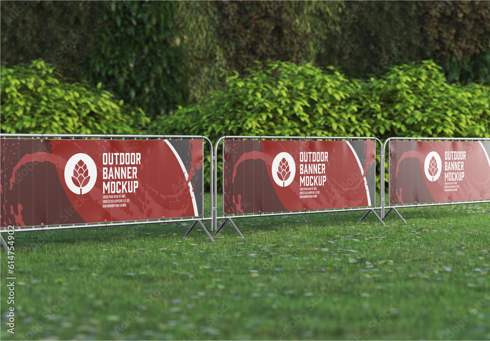 Set Outdoor Banners Scene Mockup Stock Template | Adobe Stock