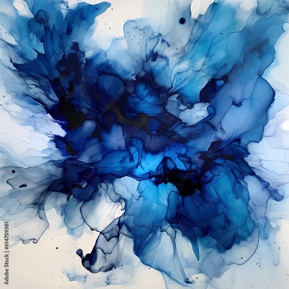 Abstract blue fluid art — liquid blue fluid background. Alcohol ink ...