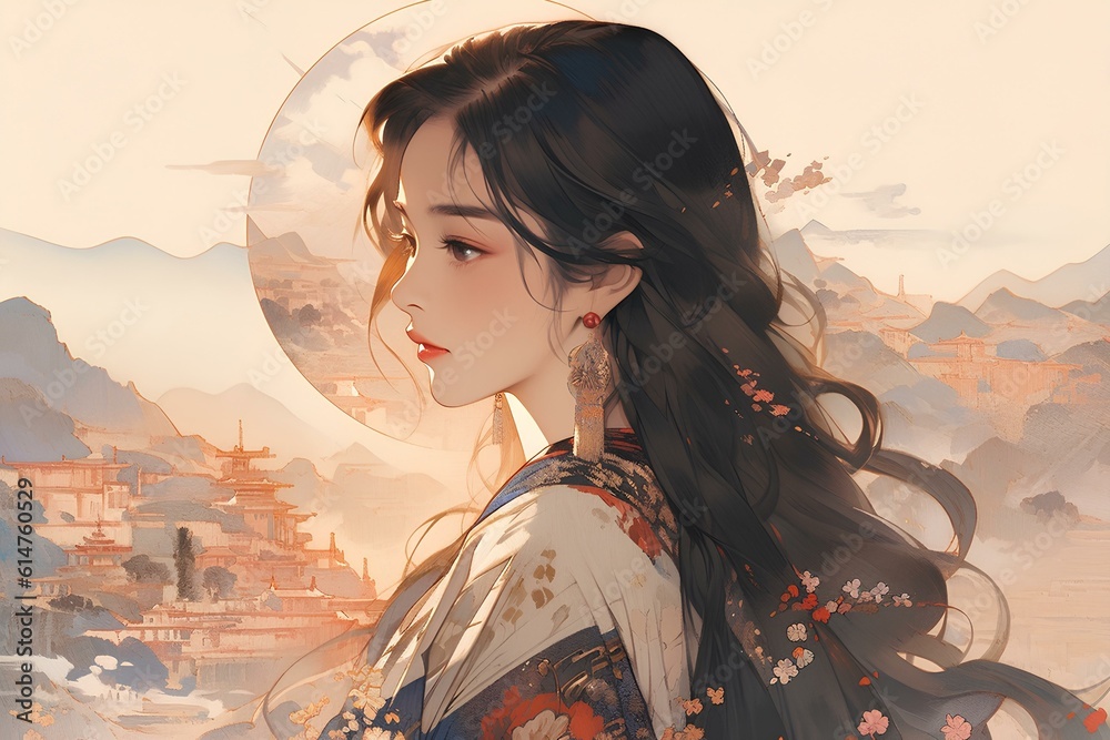 beautiful korean girl in the traditional korean town of eclipse, korean ...