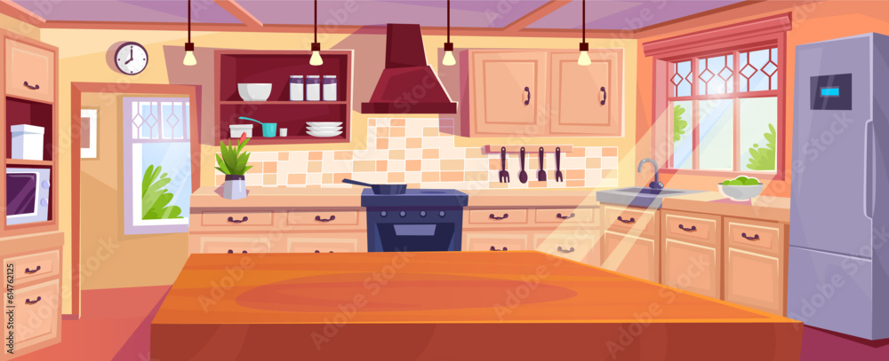 Kitchen island countertop in modern interior design. Inside a kitchen ...