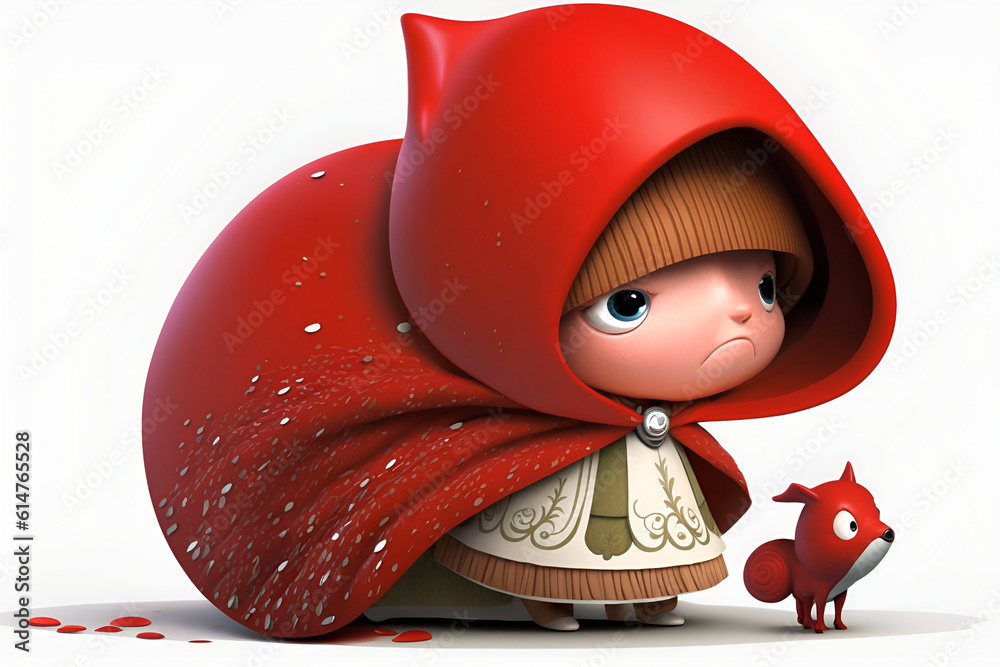 Ai generated Illustration of little red riding hood in the forest with ...
