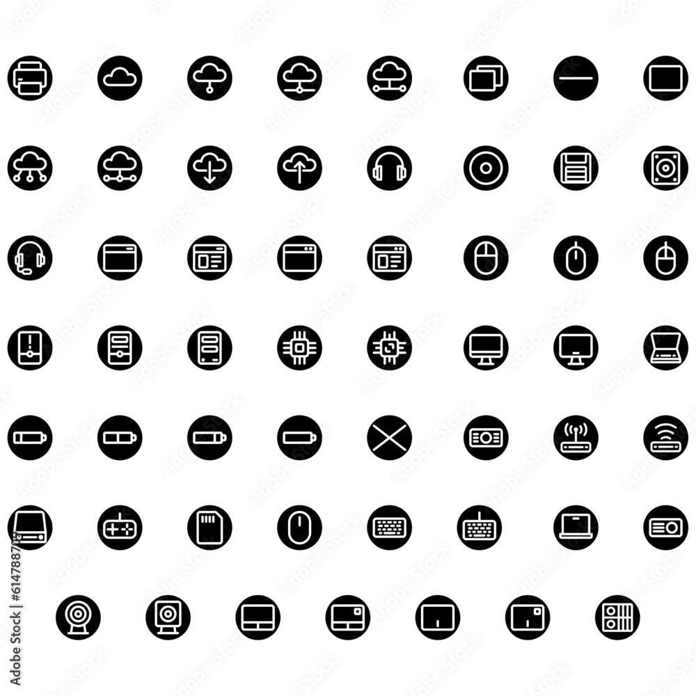 Vector of Computer and IT Icon Set Round. Perfect for user interface ...
