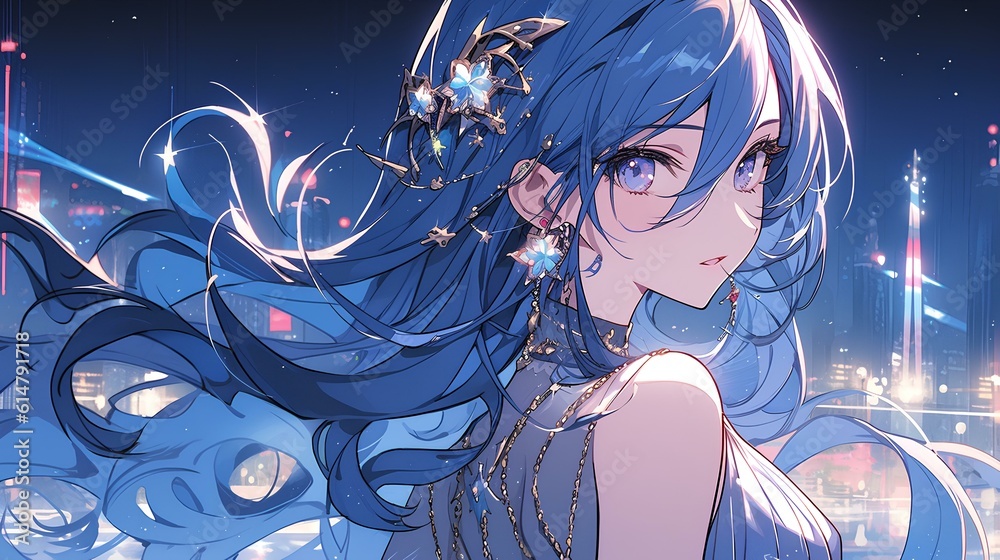 a fashionable anime girl wearing laser transparent pvc texture clothing ...