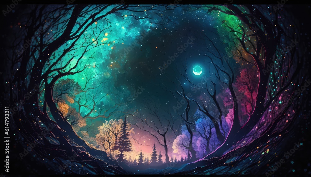 anime magical space forest wallpaper with delusion and illusion effect ...