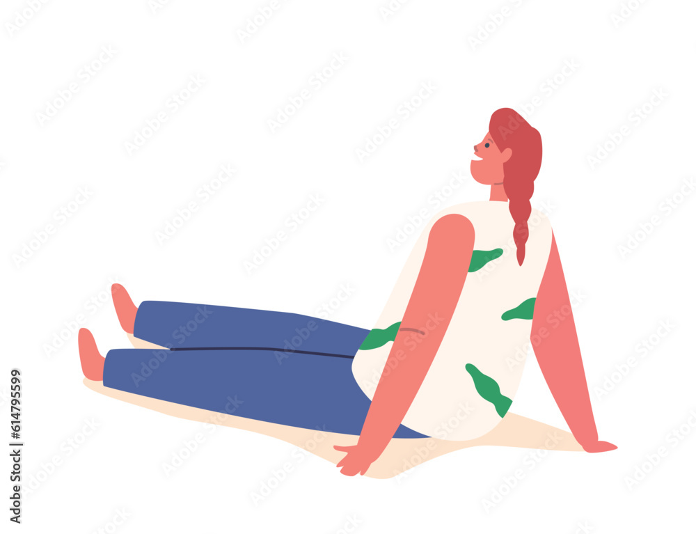 Curious Child Girl Character Sitting On The Floor, her Face Lit Up With ...