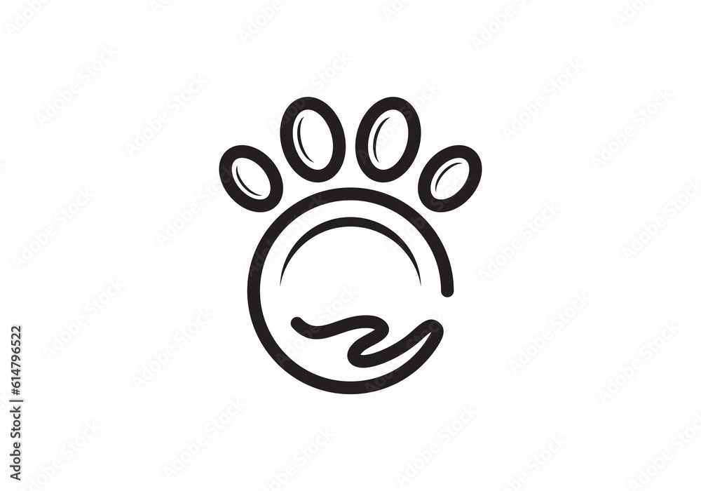 dog paw and hand logo design vector Stock Vector | Adobe Stock