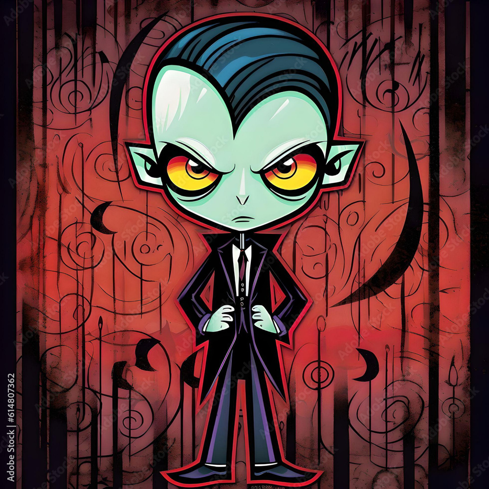 cartoon illustration of a vampire in childrens book style - generative ...
