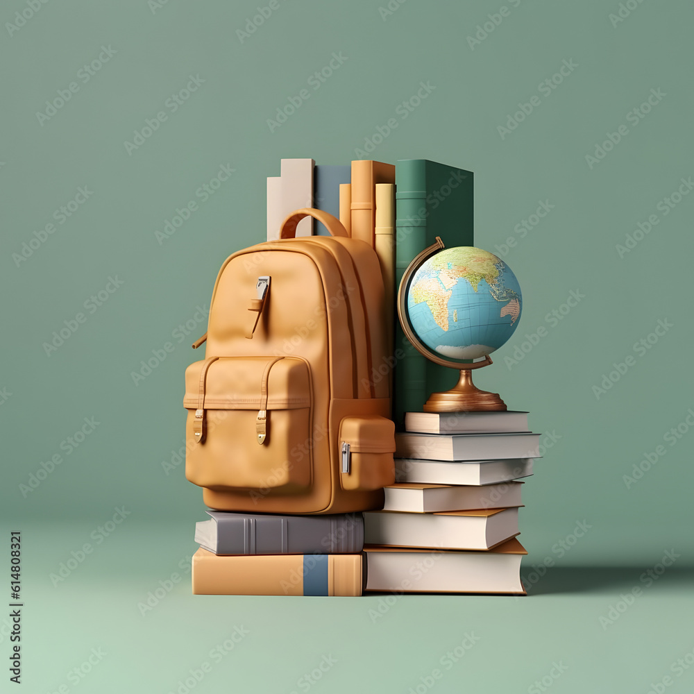 Books and backpack. Concept of back to school. AI generated Stock Photo ...