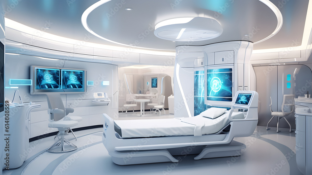 Futuristic healthcare room at modern hospital. AI generated Stock Photo | Adobe Stock