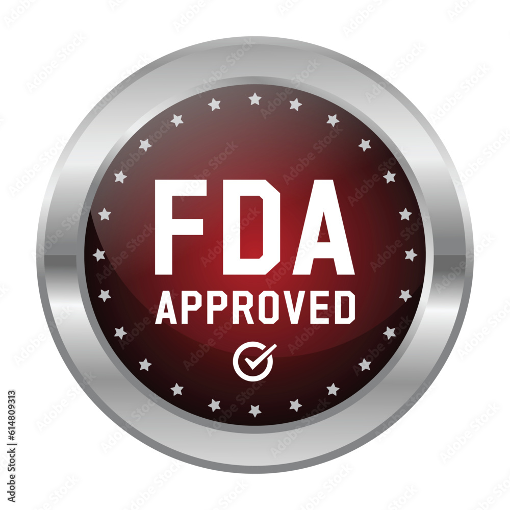 glossy fda aprroved label, stamp, badge, seal, sticker, tag, vector ...