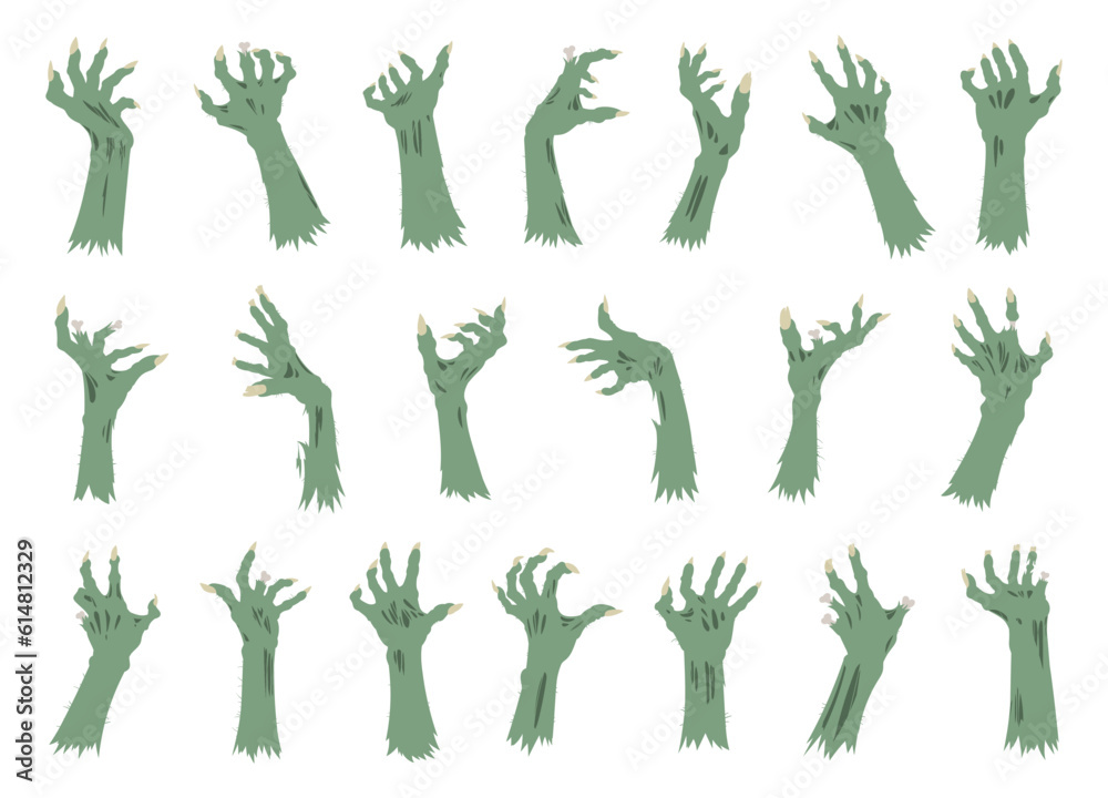 Creepy zombie arms. Halloween monsters hands with long nails, spooky ...