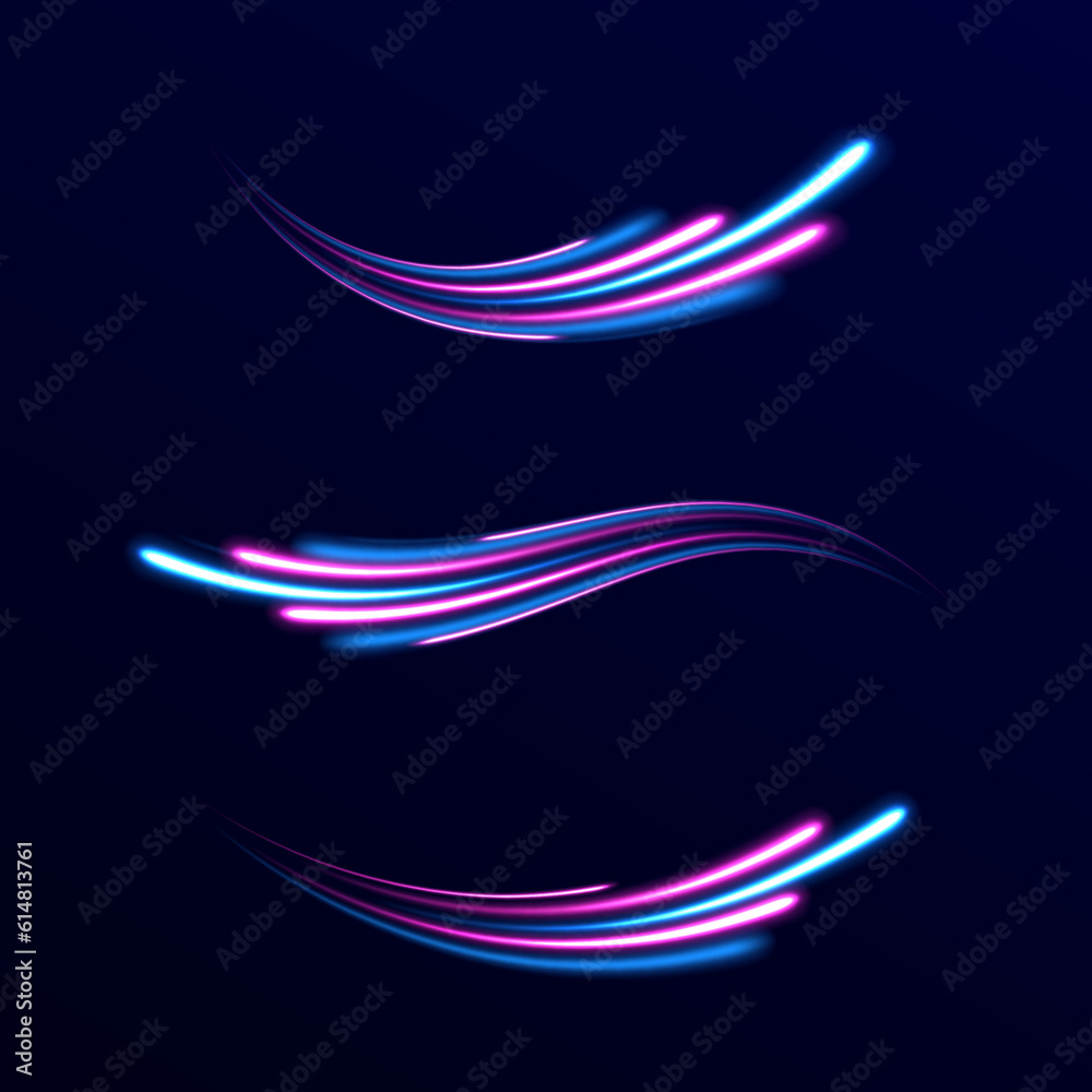 Magic of moving fast speed police lines. Red and blue glowing neon ...