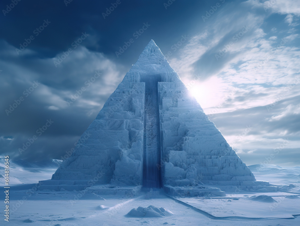 Great mysterious futuristic pyramid in Antarctica in digital art style ...