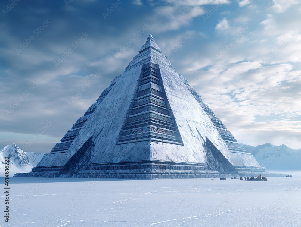 Great mysterious futuristic pyramid in Antarctica in digital art style ...