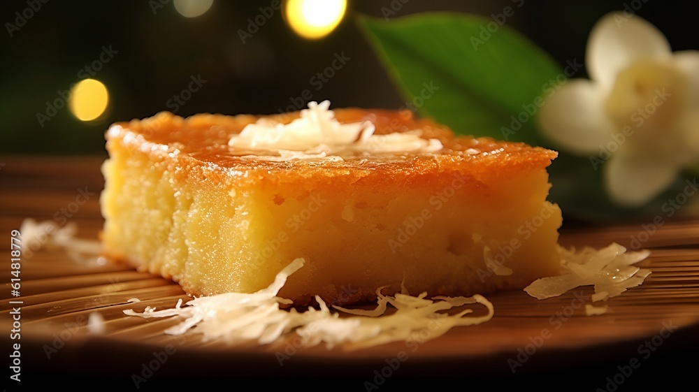Cassava Cake: Moist and Sweet Fijian Delicacy Stock Illustration ...