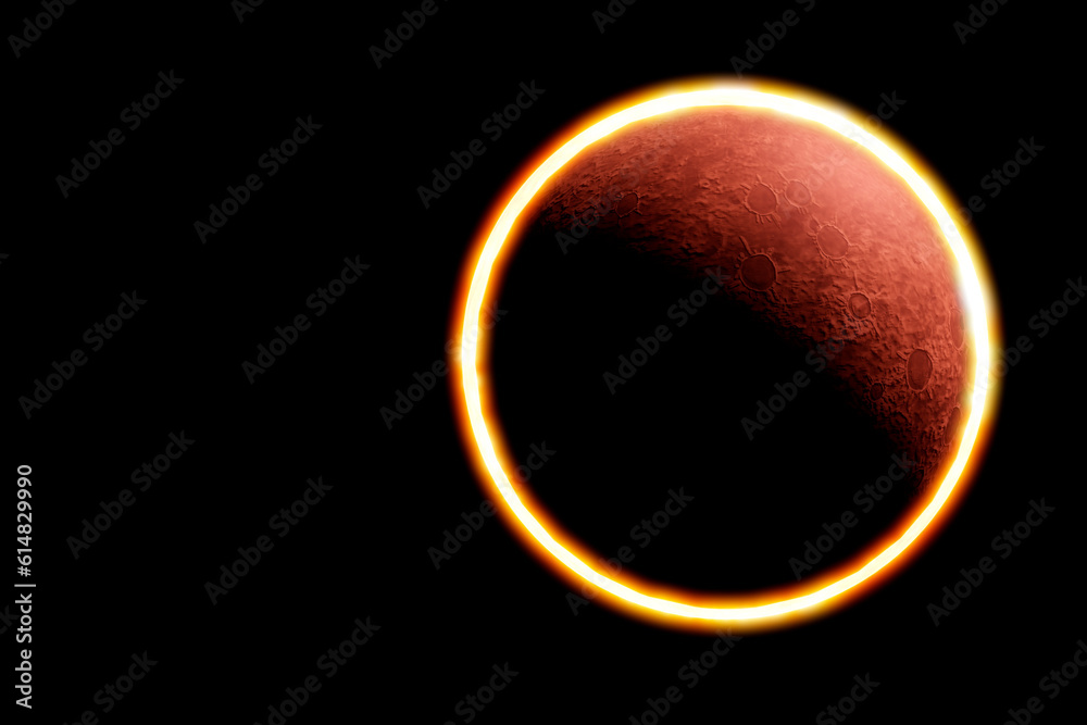 Eclipse of the sun in the annular phase when the moon aligns between ...