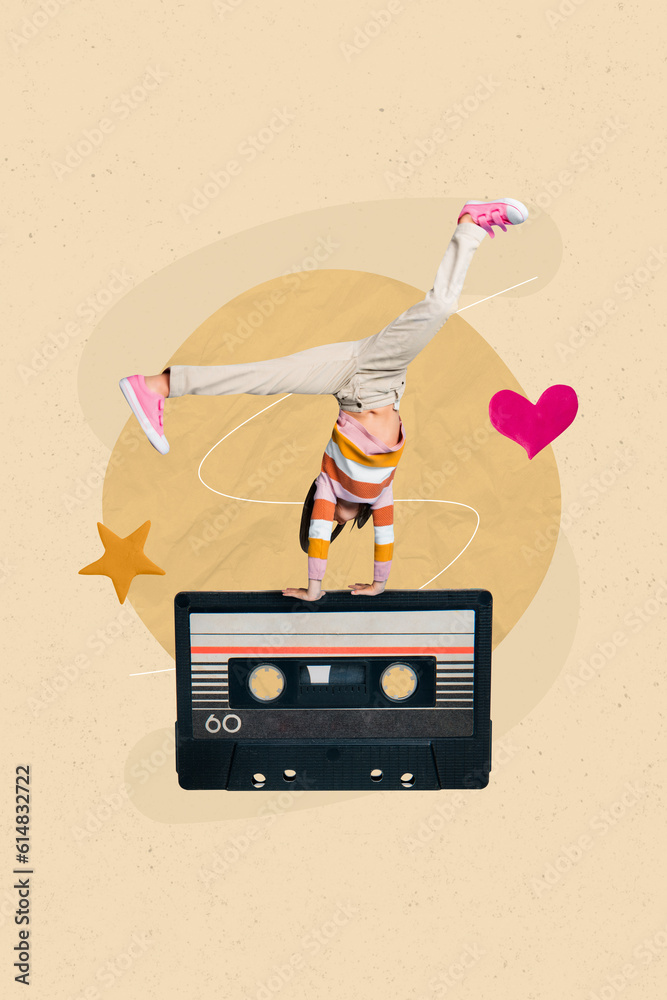 Vertical creative pinup pop 3d collage artwork of crazy ecstatic ...