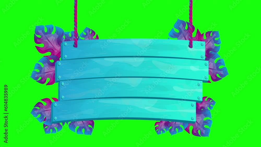 Animated Hanging Glowing Neon Tropical Wooden Sign Board with Jungle ...