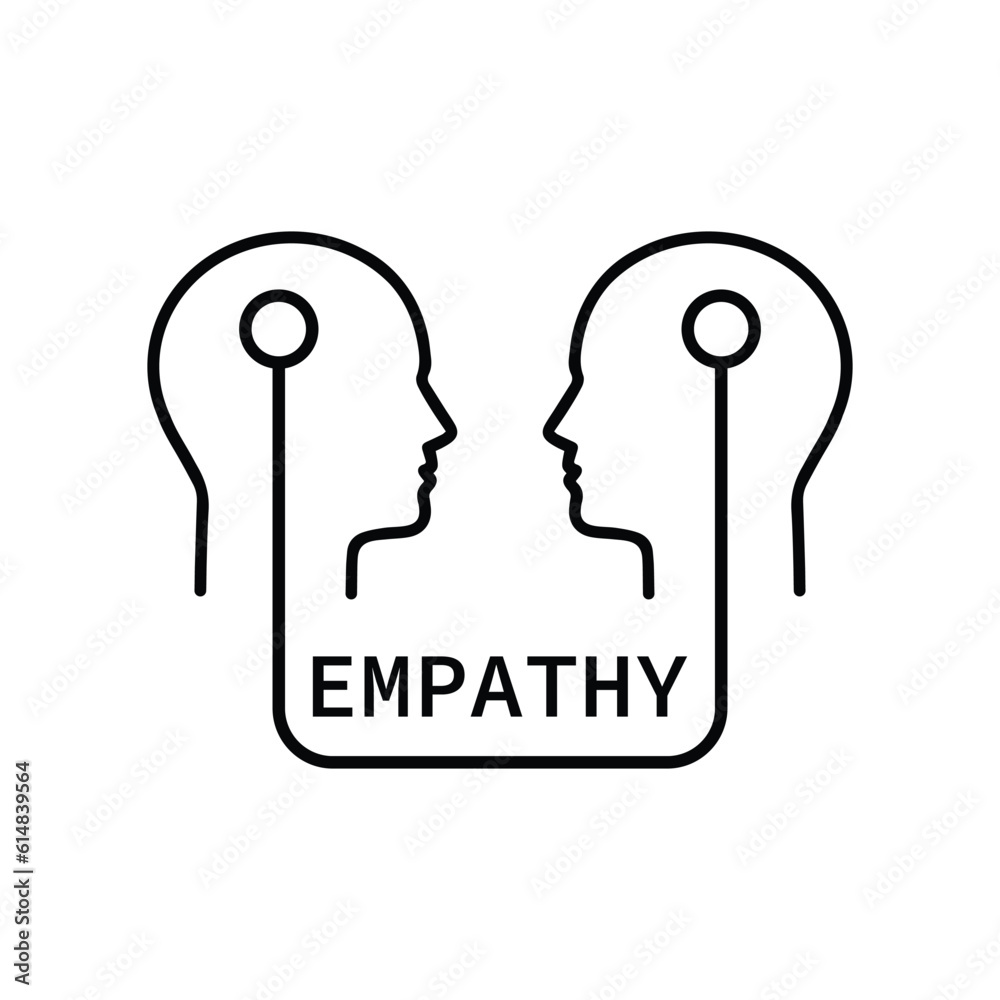 simple empathy icon with human heads. flat stroke minimal care logotype ...