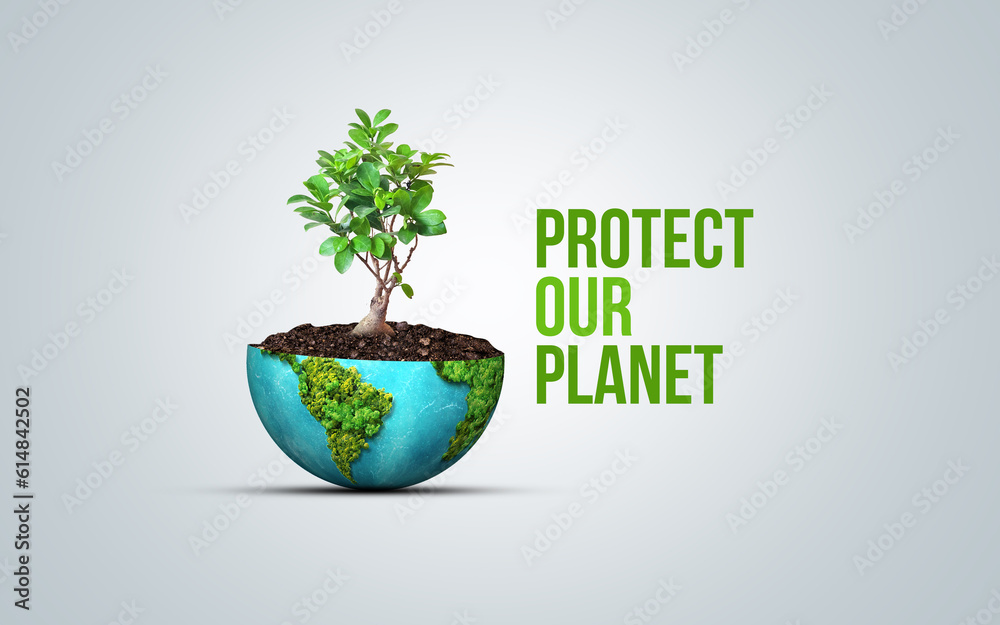 Protect our planet. Earth day and environment day 3d concept background ...